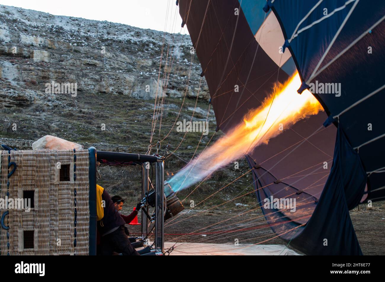 Hot Air Balloon human-carrying flight technology concept preparation ...