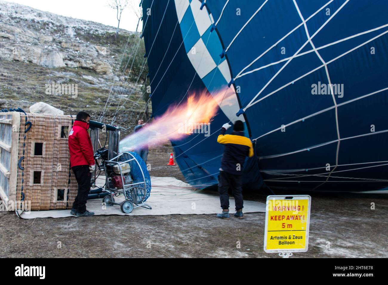 Hot Air Balloon human-carrying flight technology concept preparation ...