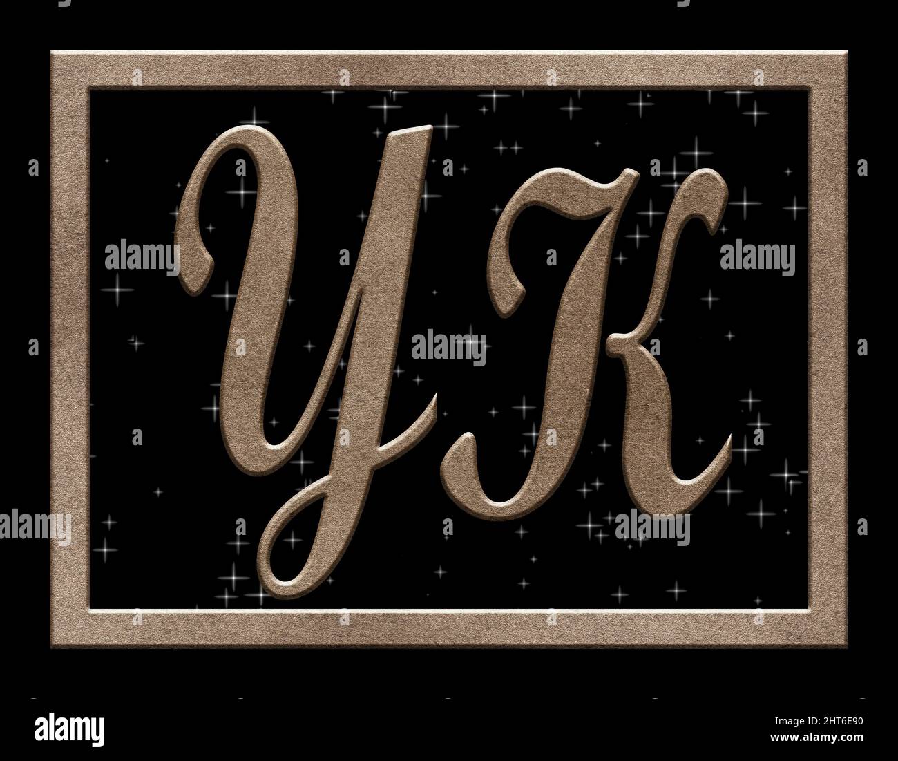 Signature with the two capital letters YK , crystal Stock Photo - Alamy