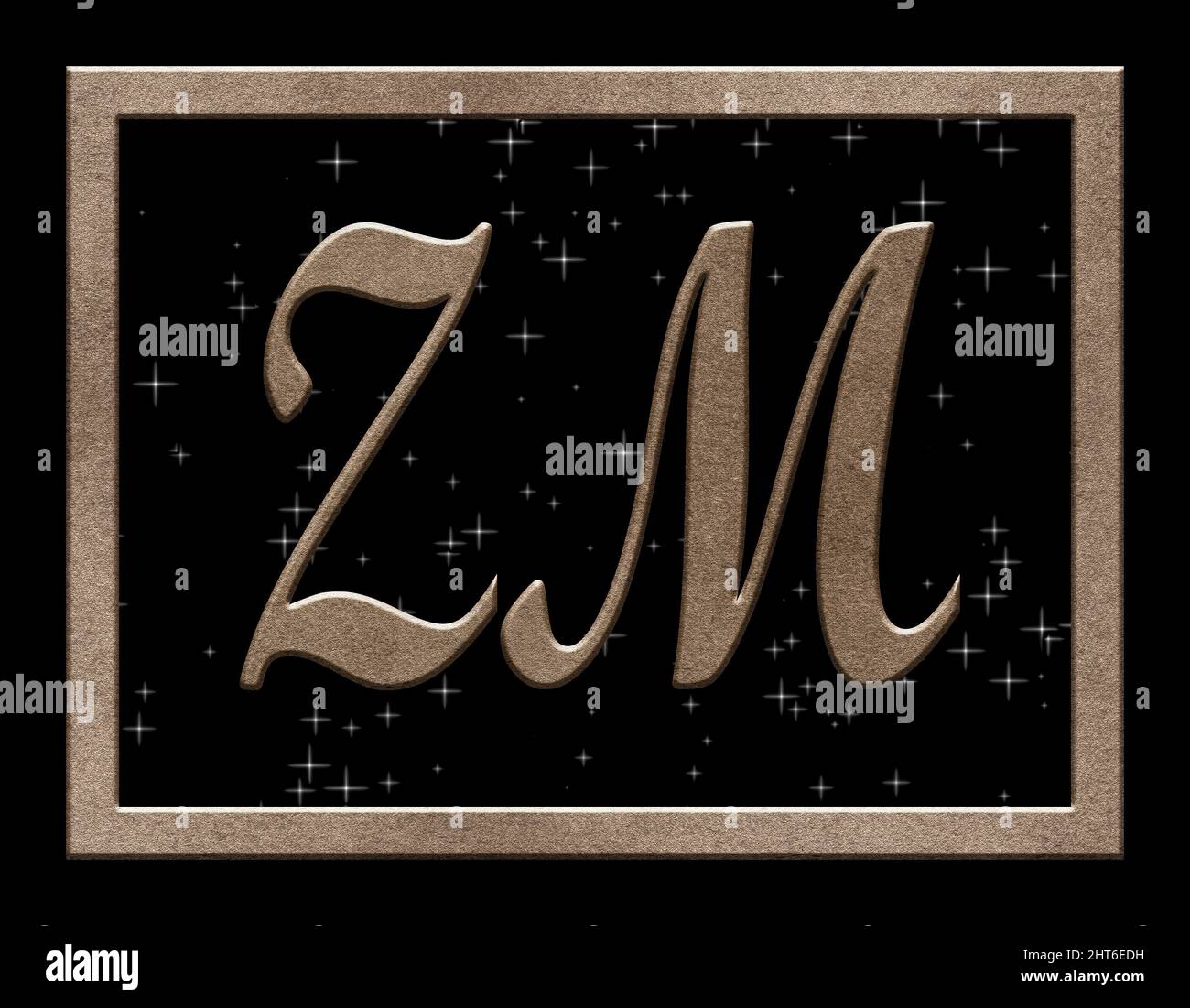 Signature with the two capital letters ZM , crystal Stock Photo - Alamy