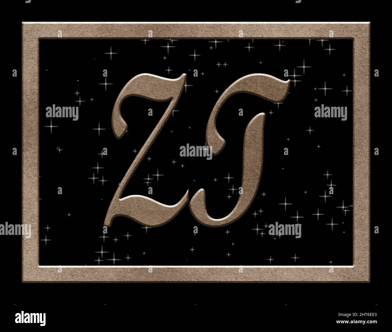 Signature with the two capital letters ZT , crystal Stock Photo - Alamy