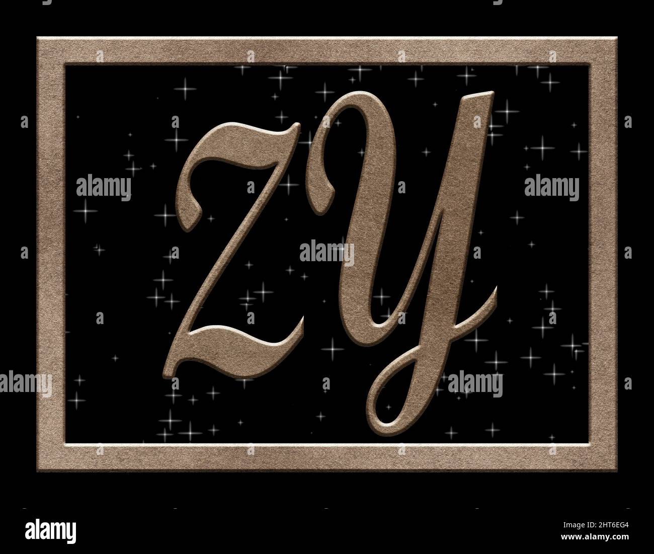 Signature with the two capital letters ZY , crystal Stock Photo - Alamy