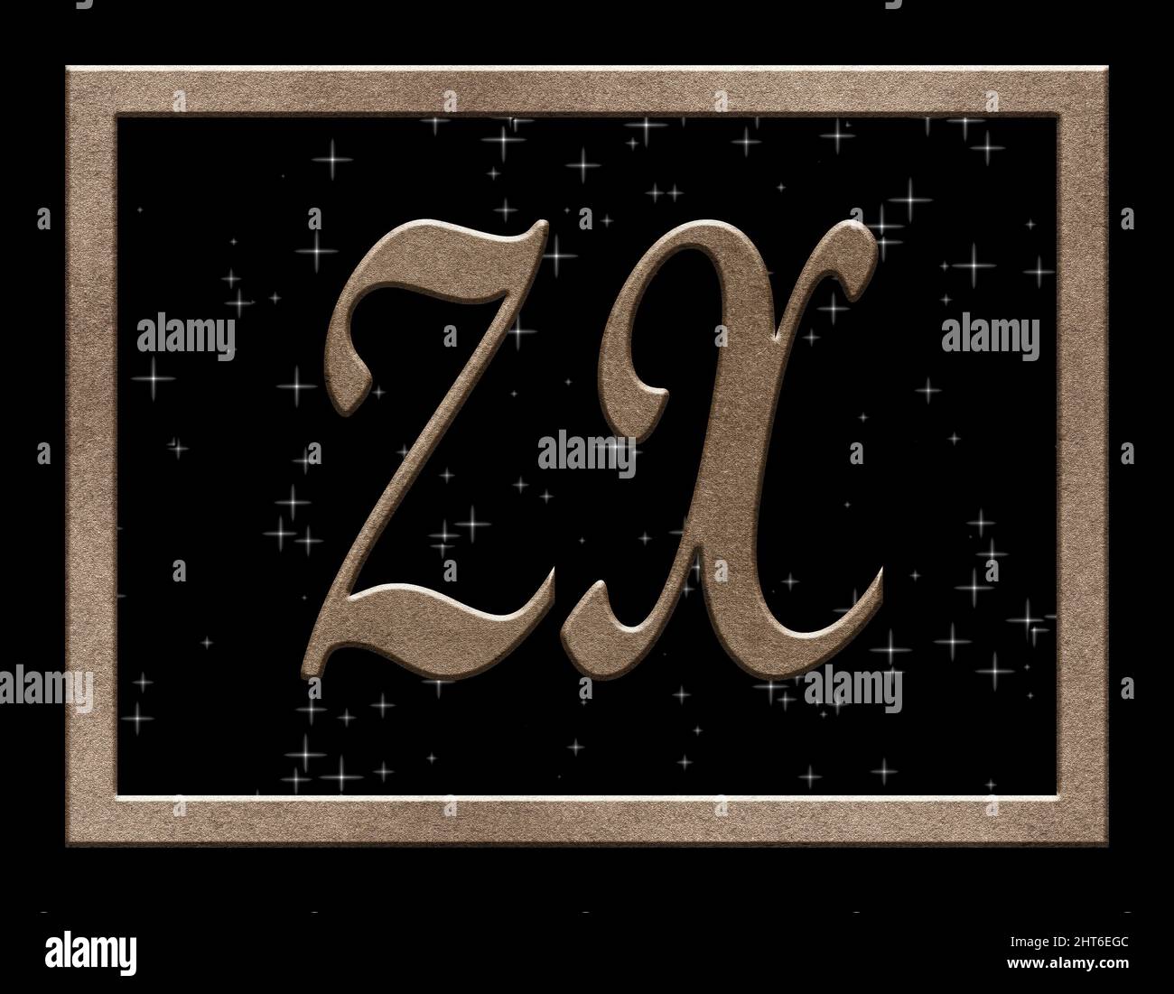Signature with the two capital letters ZX , crystal Stock Photo - Alamy
