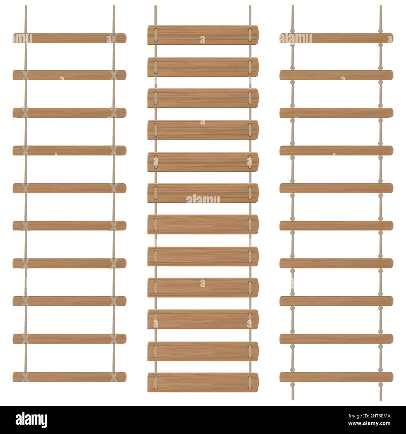 Three rope ladders isolated on a white background. Color Vector ...