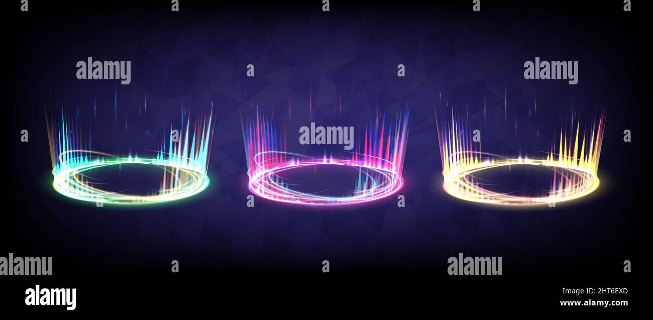 Sci-fi high-technology stage collection in glowing HUD. Hologram portal ...