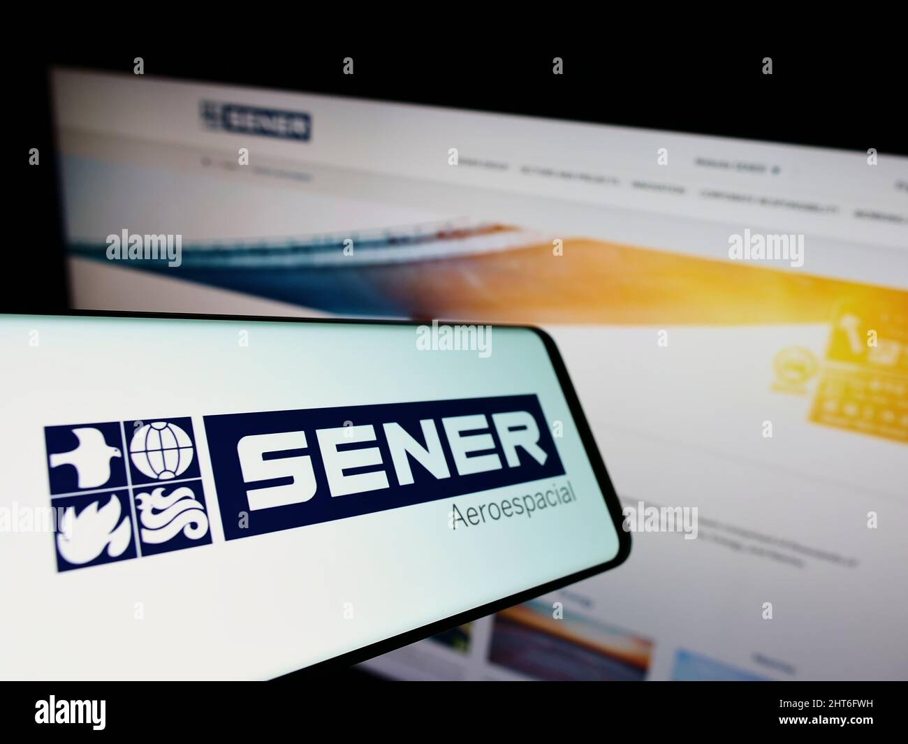 Smartphone with logo of Spanish company SENER Grupo de Ingenieria S.A ...