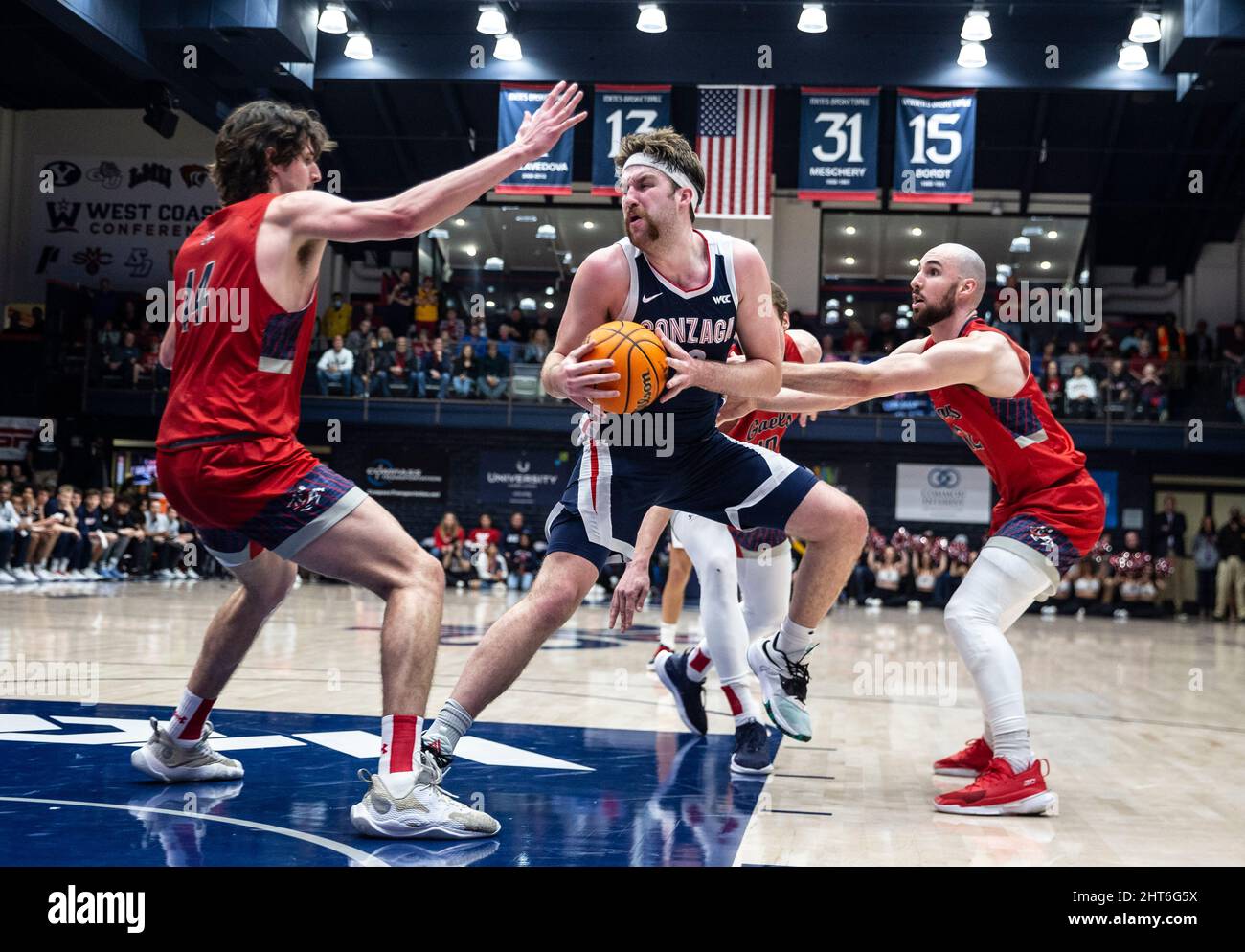 February 26, 2022 Moraga, CA U.S.A. Gonzaga forward Drew Timme (2 ...