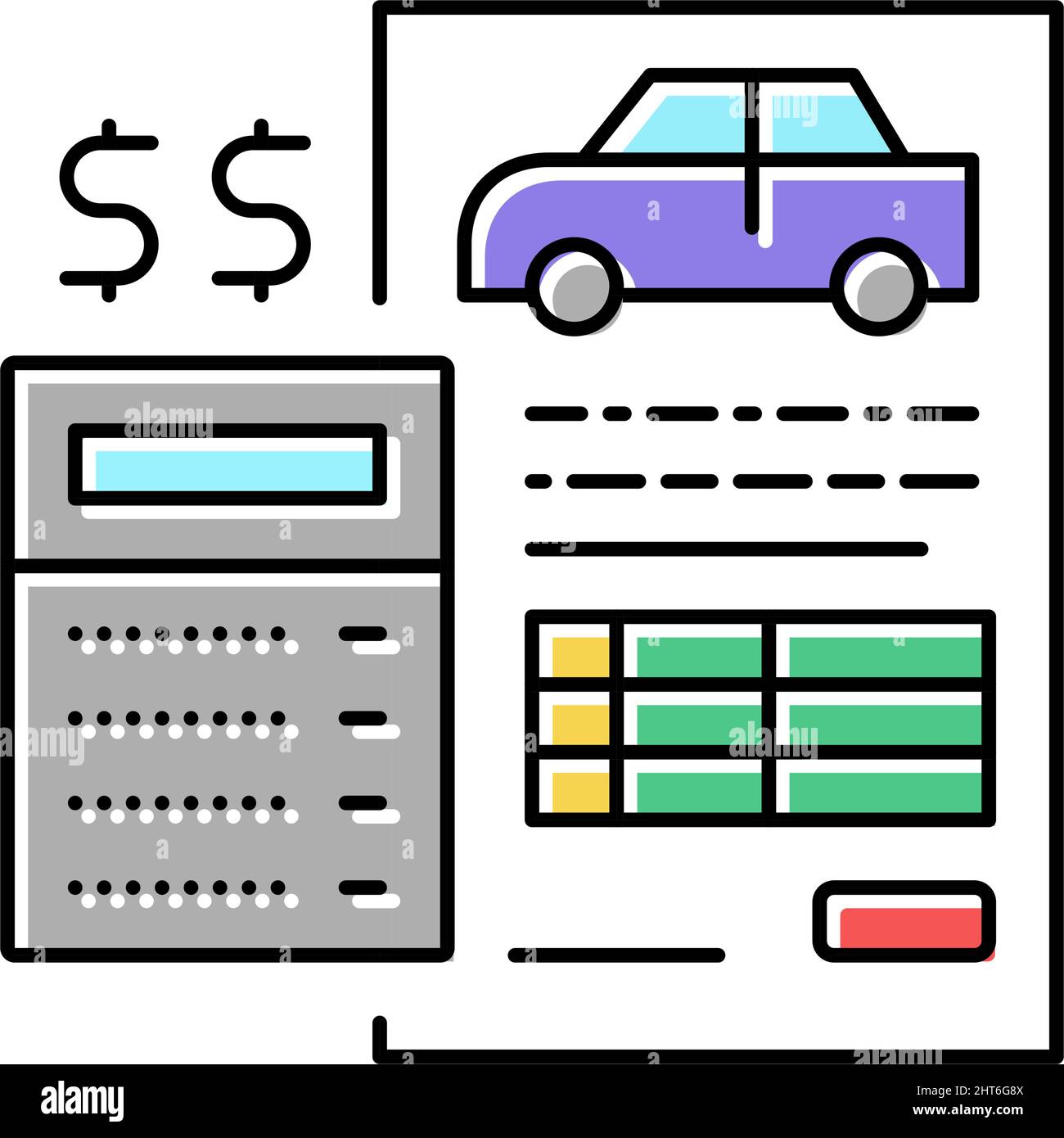 financing car calculator color icon vector illustration Stock Vector ...