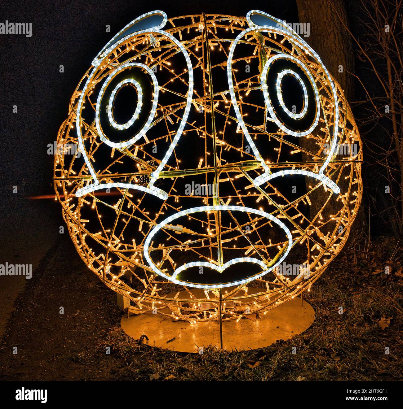 Beautiful magical night ball with eyes with many of LED lights ...