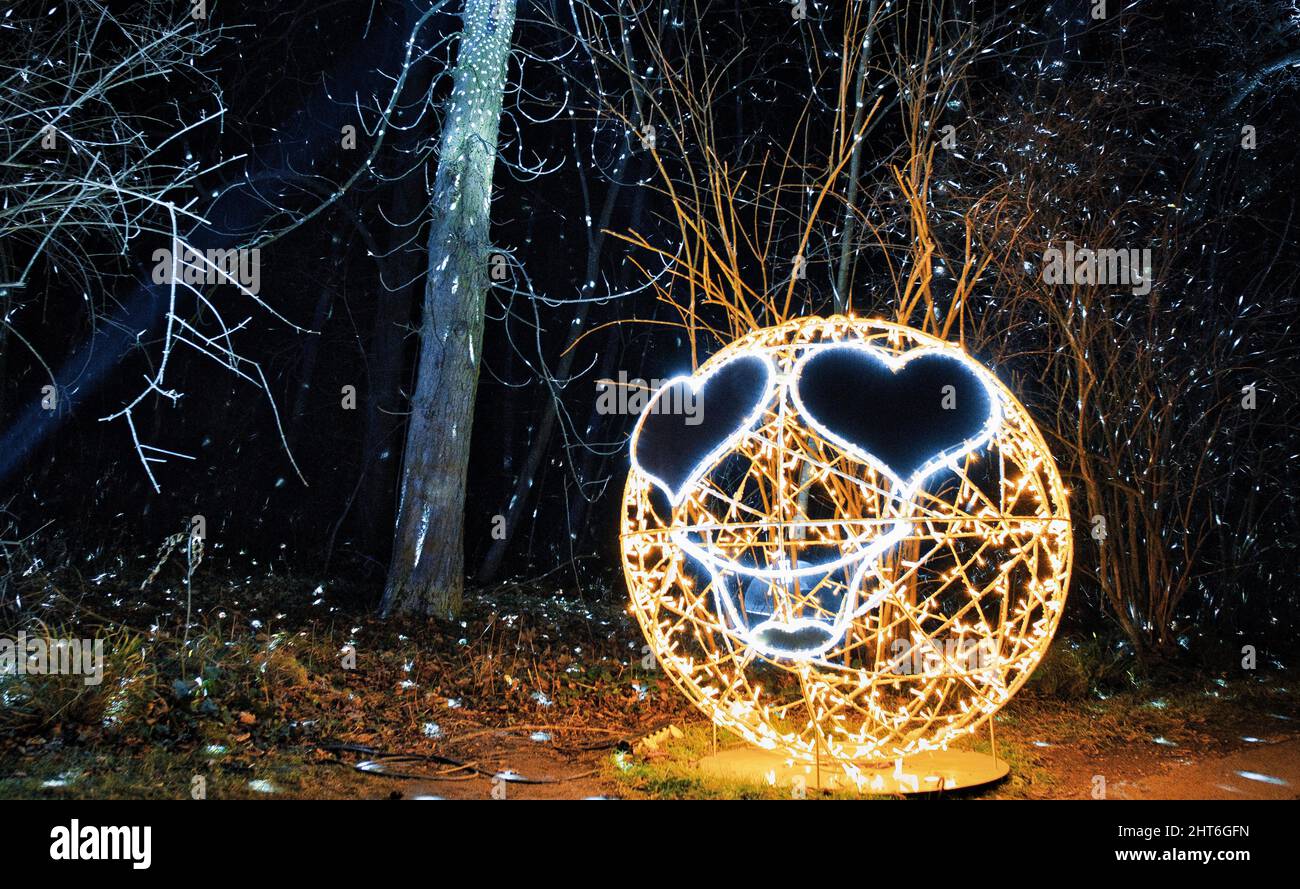 Beautiful magical night ball with eyes with many of LED lights ...