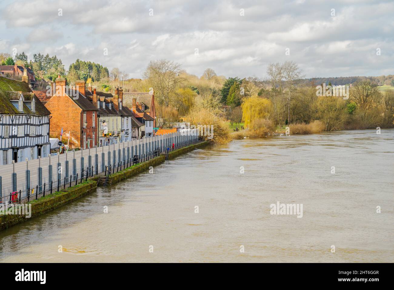 Flood defences on the river seven at Bewdley Stock Photo - Alamy
