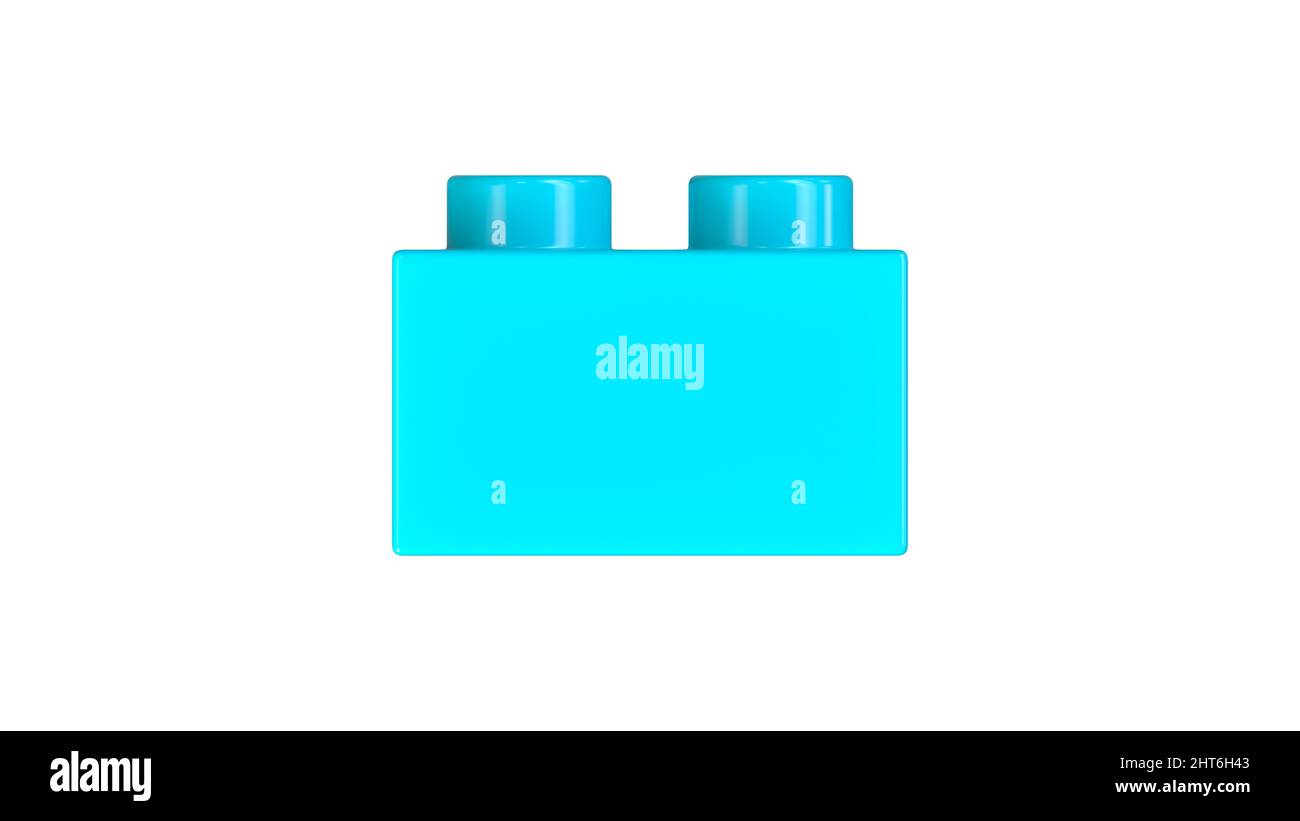 8K Ultra HD Side View of a Turquoise Plastic Lego Toy Brick Isolated on ...
