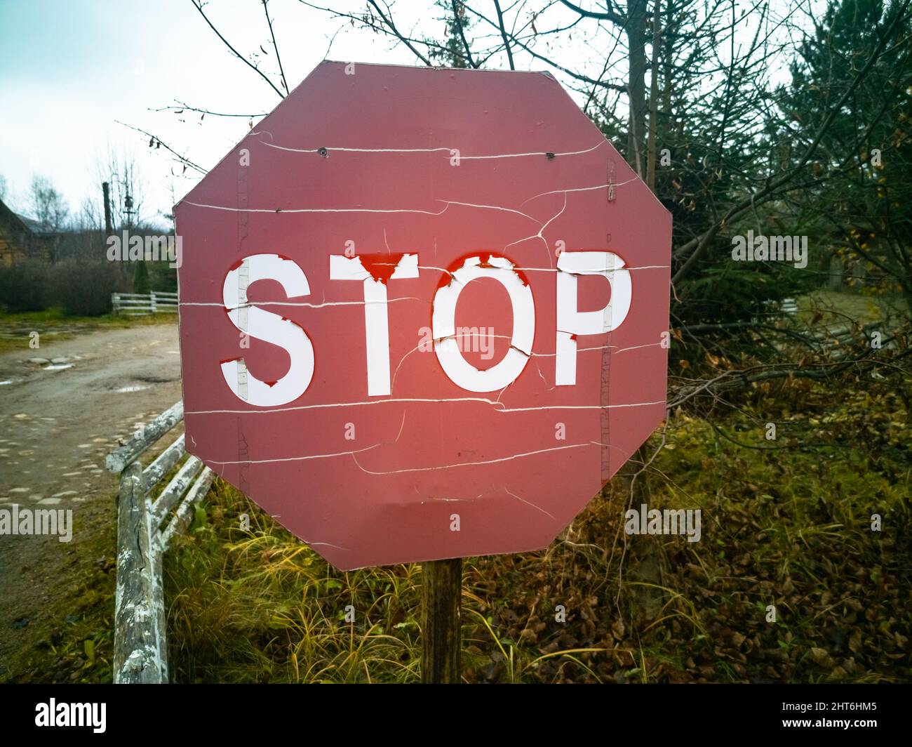 old stop sign in countryside landscape.abandoned old stop sign in ...