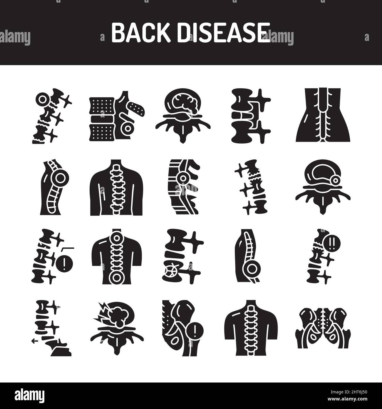 Back diseases line icons set. Isolated vector element. Outline ...