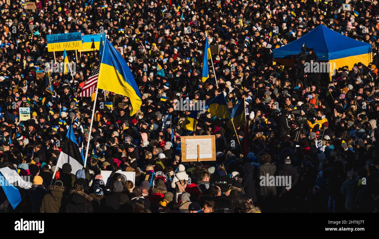 Demonstration at Liberty Square in NATO state Estonia in support of ...