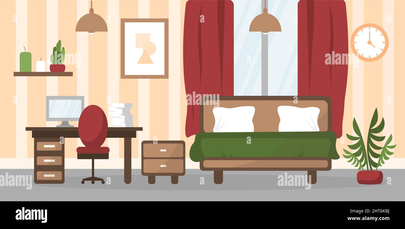 Interior simple bedroom bed Stock Vector Images - Alamy