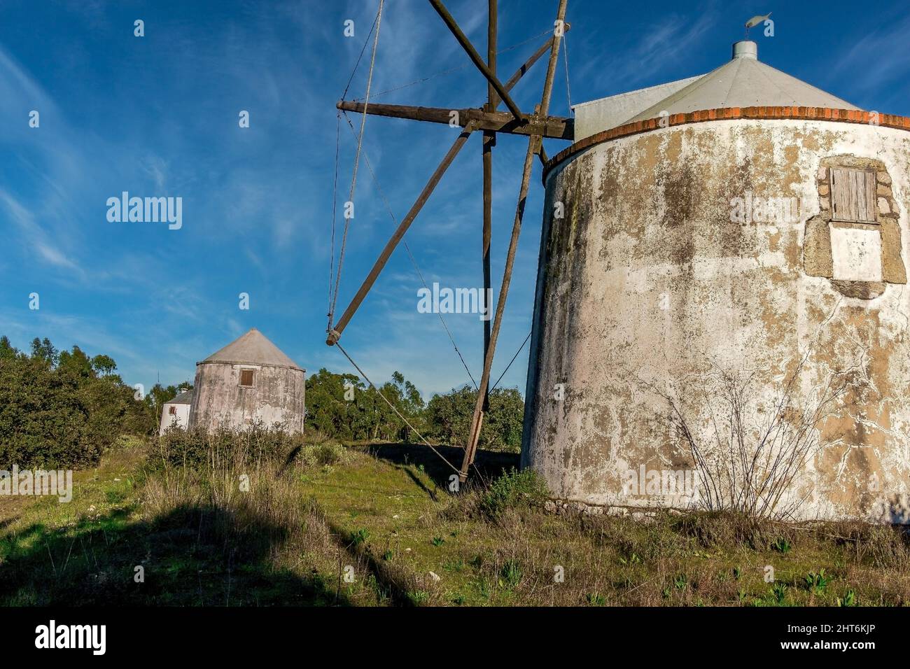View of an old stone windmill in a rural area Stock Photo - Alamy