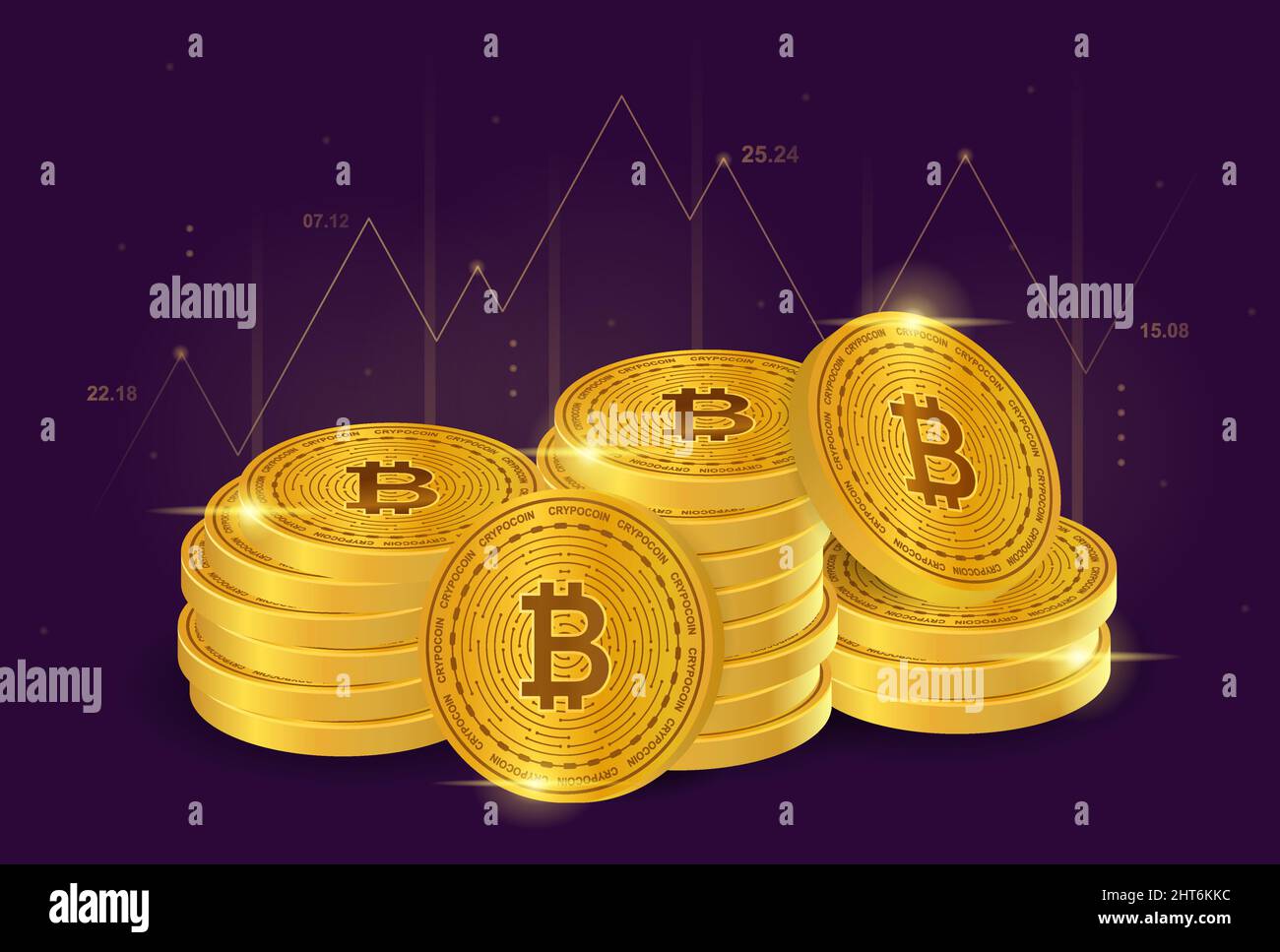 Golden bitcoin token currency Stock Vector Images - Alamy