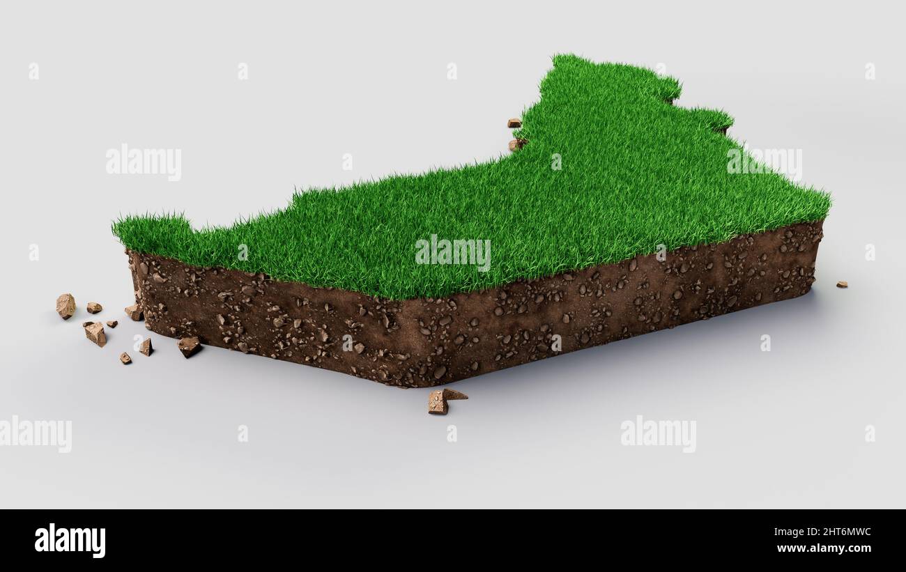 3D illustration of the map of UAE made from grass Stock Photo - Alamy