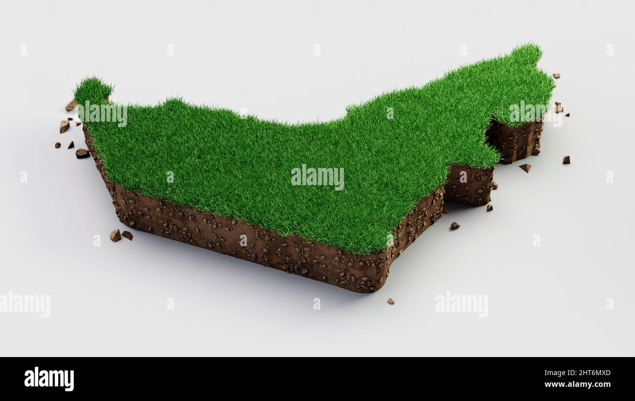 3D illustration of the map of the UAE made from grass Stock Photo - Alamy