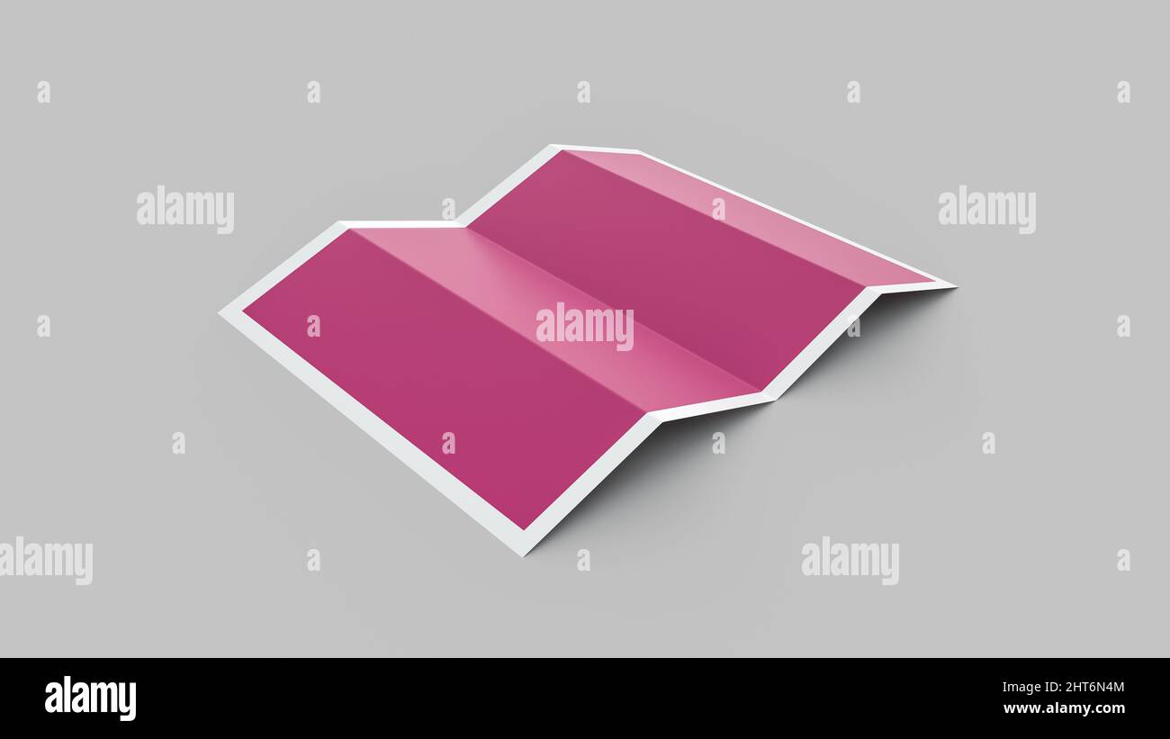 3D illustration of purple folded paper on the grey background Stock ...