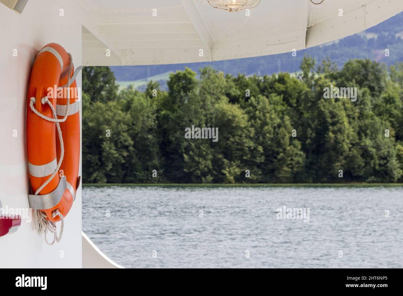 Life preserver ring hanging on a ship wall in case of emergency Stock ...