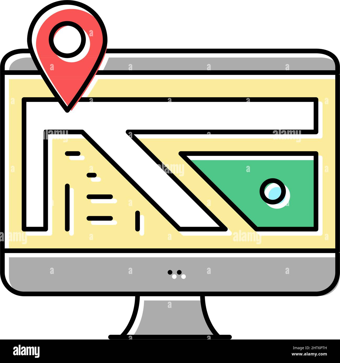 computer monitor map location color icon vector illustration Stock ...