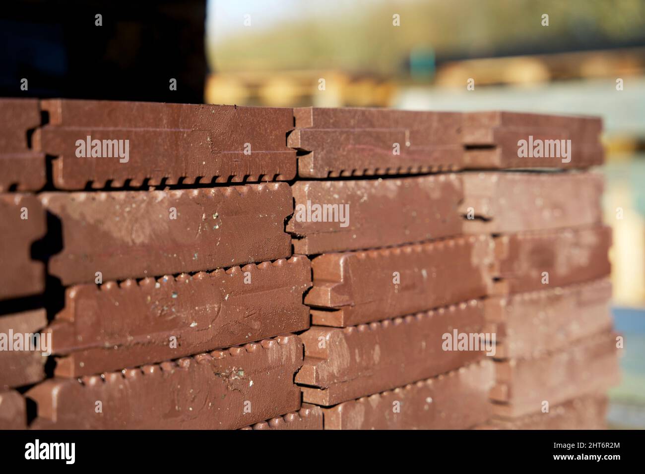 Pile of circular construction material made from recycled waste ...