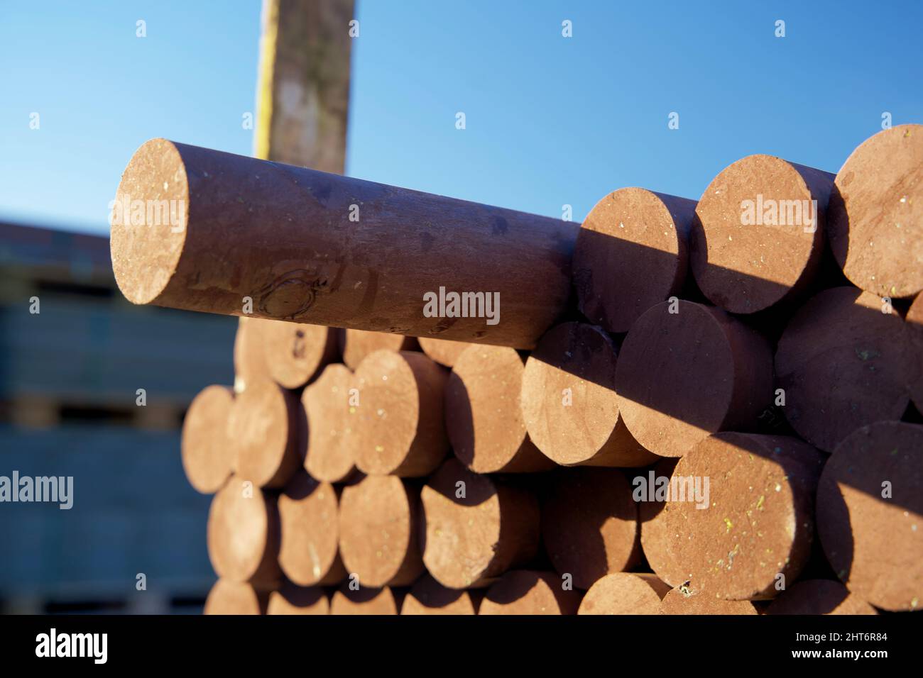 Pile of circular construction material made from recycled waste ...