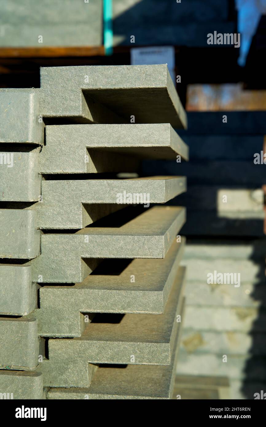 Pile of circular construction material made from recycled waste ...