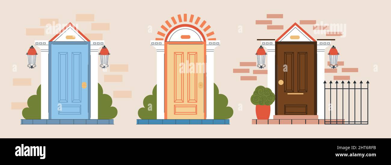 Colorful door entry building Stock Vector Images - Alamy
