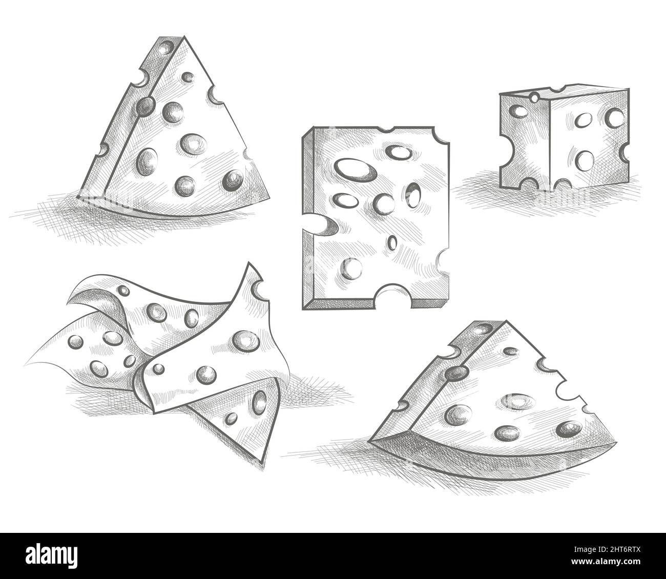 Collection of cheese sketches Stock Vector Image & Art - Alamy