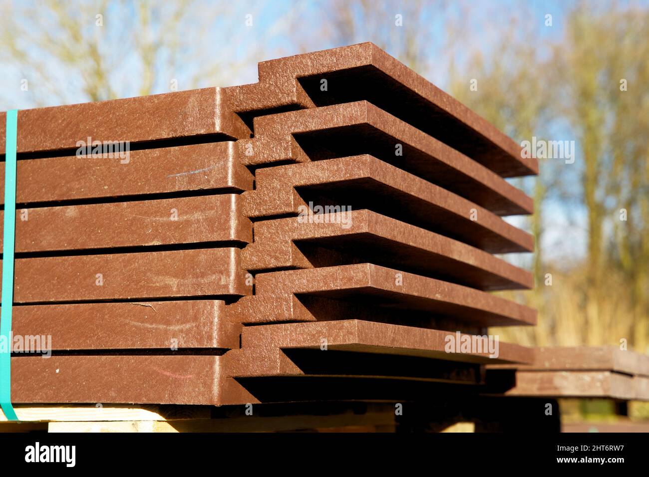Pile of circular construction material made from recycled waste ...