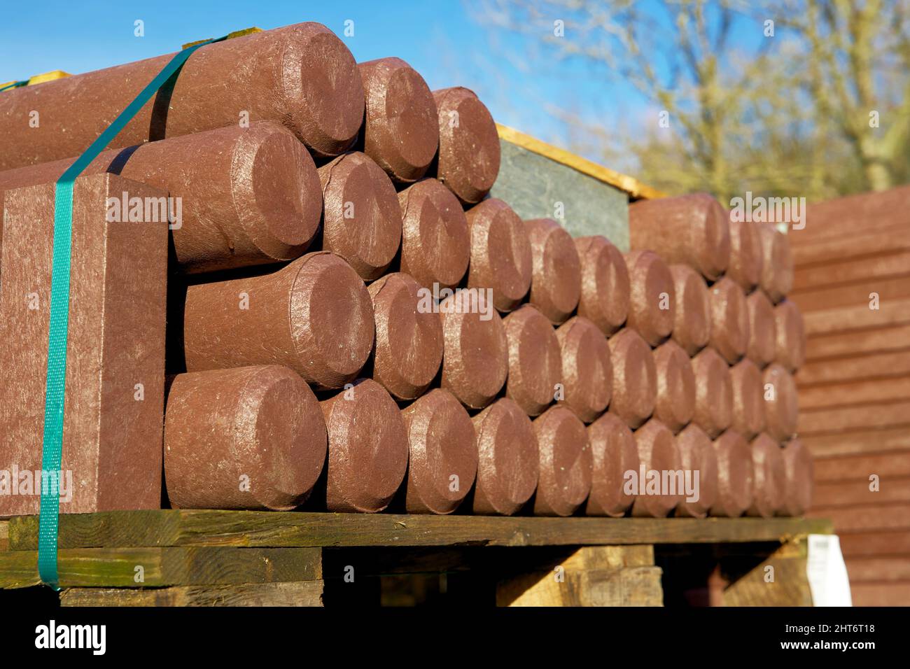 Pile of circular construction material made from recycled waste ...