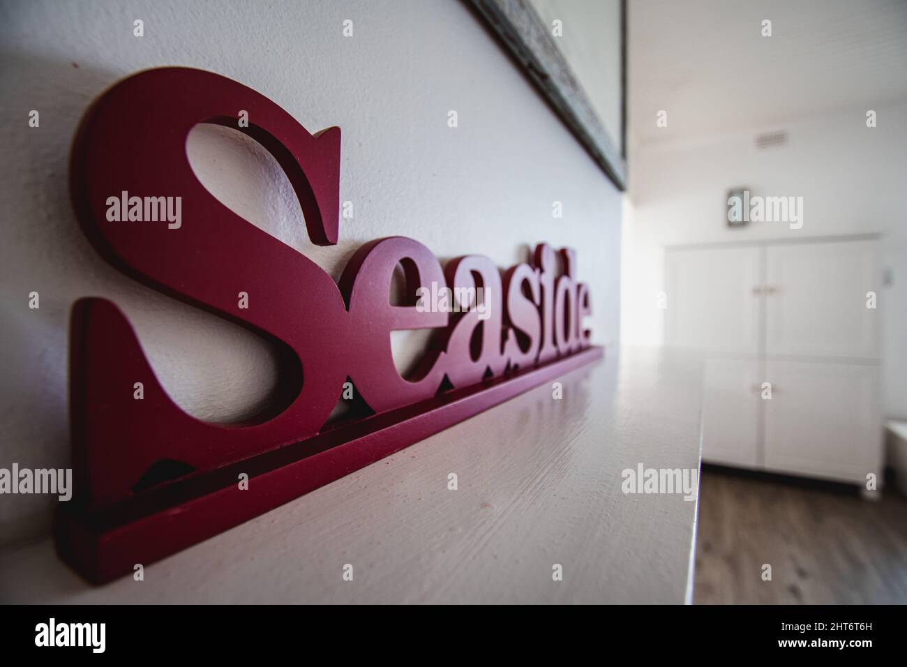 Closeup of the red sign saying seaside Stock Photo - Alamy