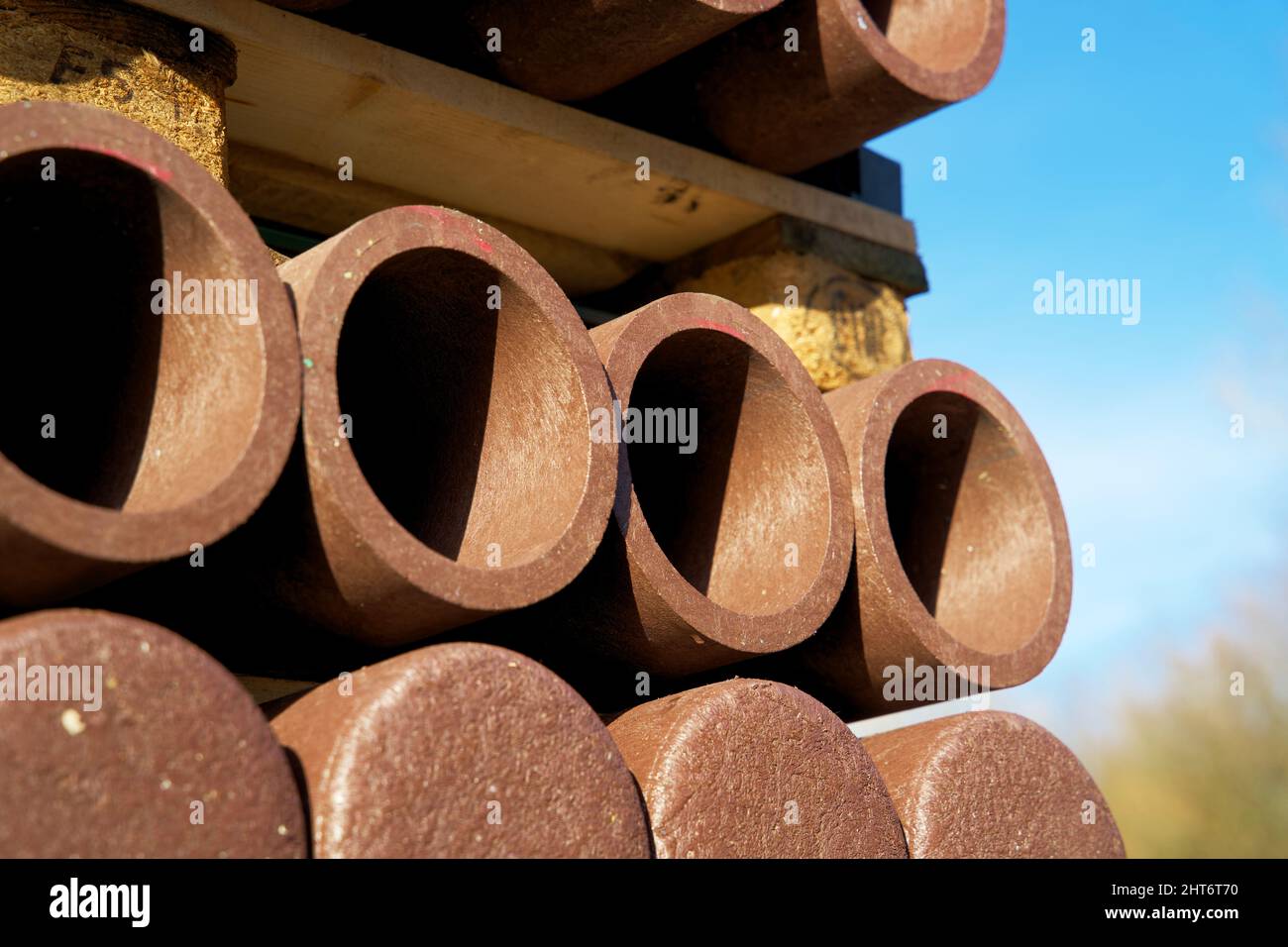 Pile of circular construction material made from recycled waste ...