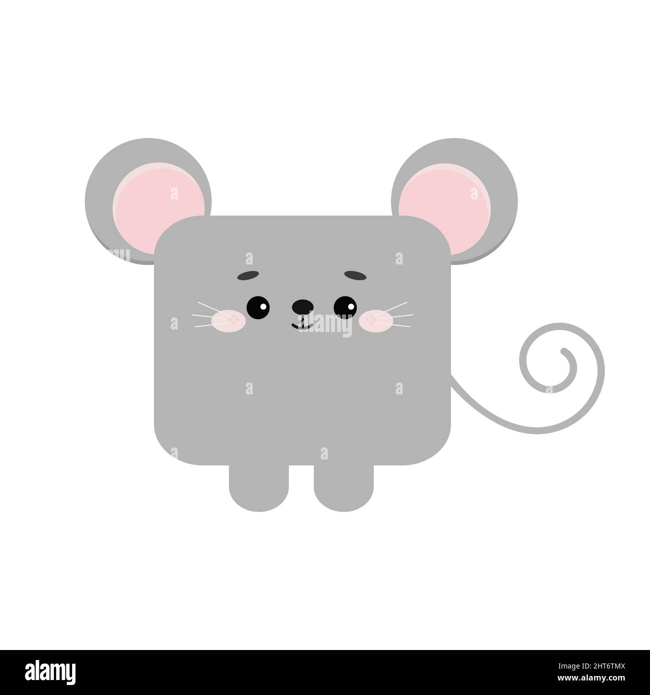 Square rat or mouse forest animal face with paws icon isolated on white ...