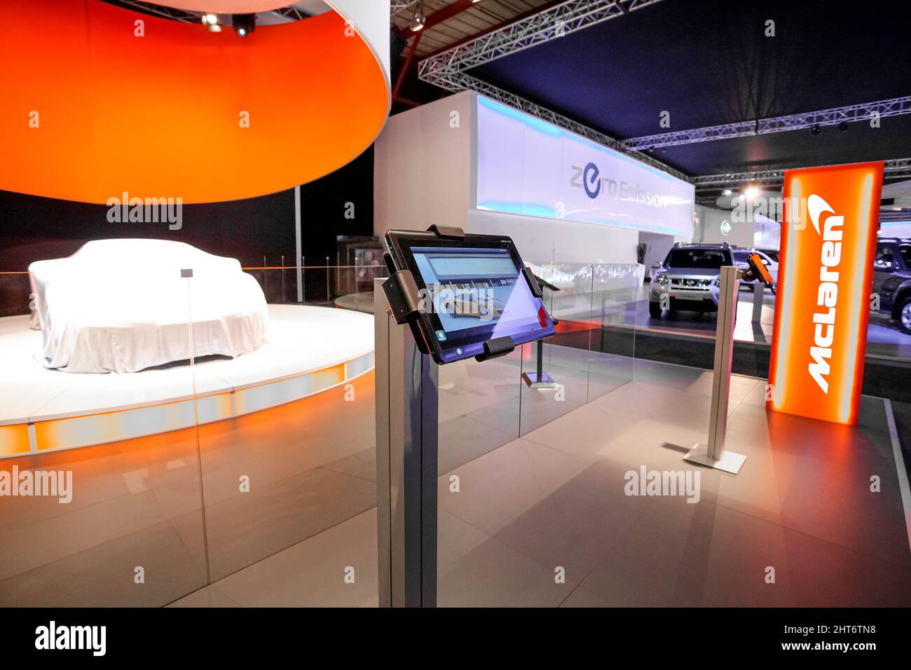 Exhibition hall at the McLaren Auto Show booth in Johannesburg, South ...