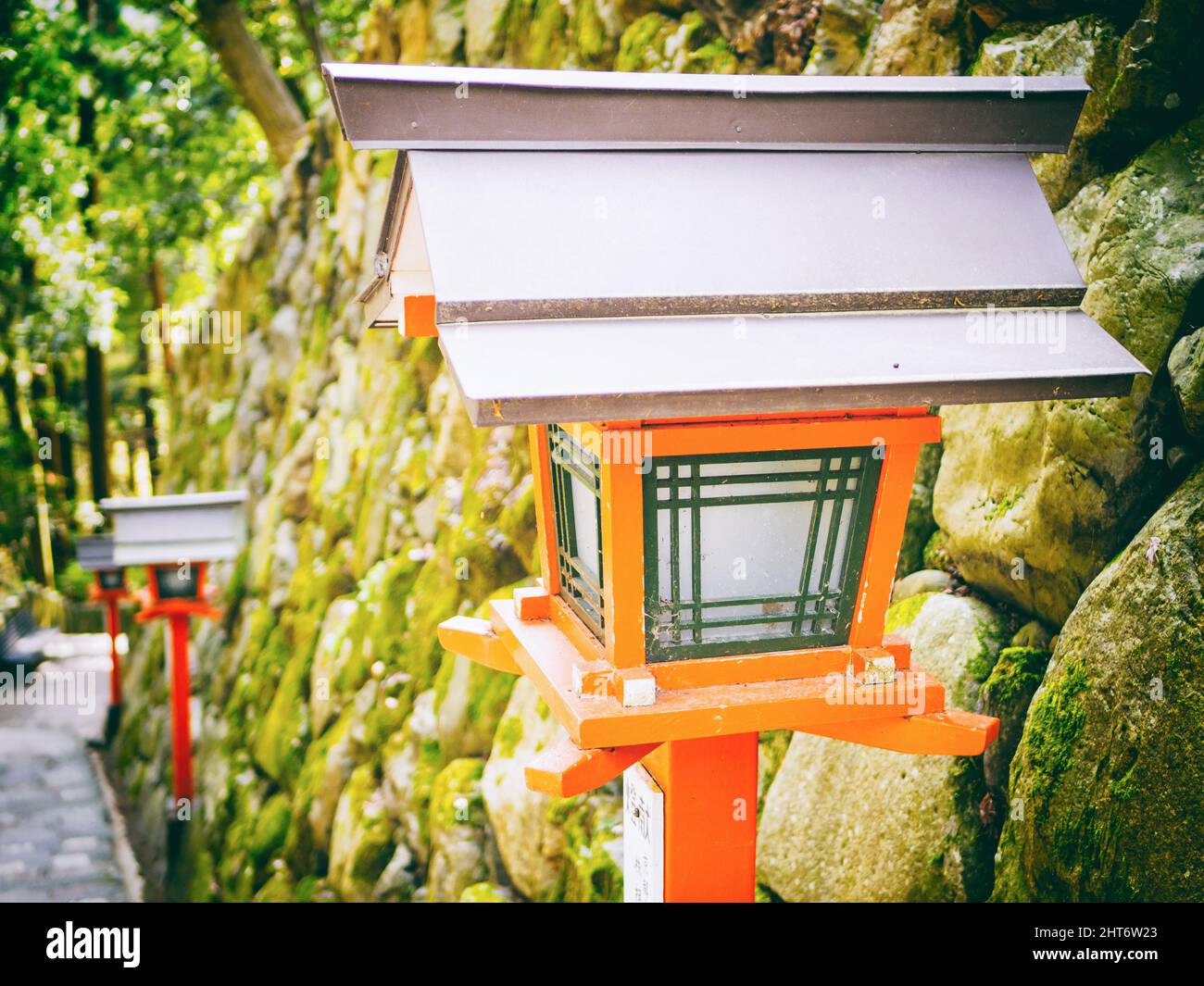 Red Japanese lanterns in Kibune Shrine, Kyoto, Japan Stock Photo - Alamy