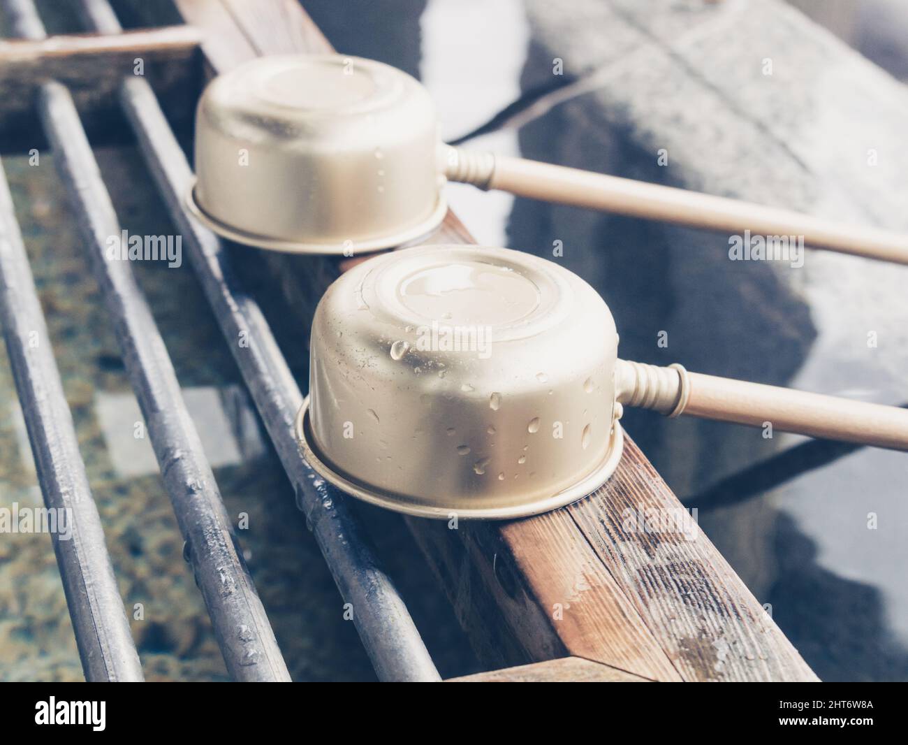 Ladles in Japanese temple in Nikko, Japan Stock Photo - Alamy