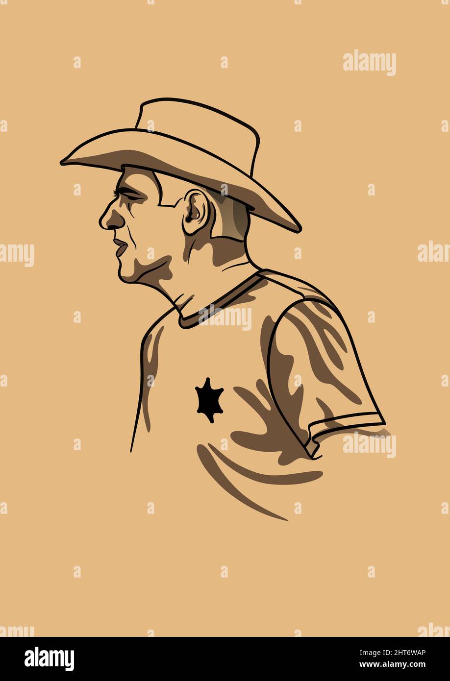 Illustration of a Sheriff drawing Stock Photo - Alamy