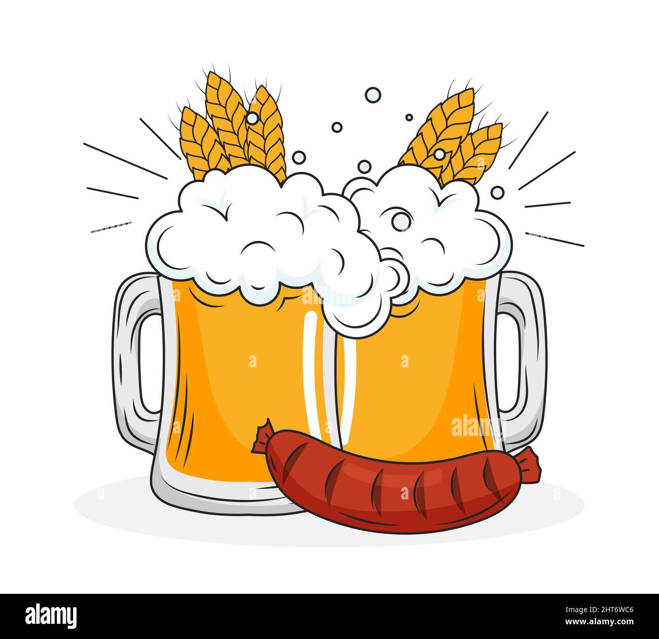 Two beer mugs white Stock Vector Images - Alamy