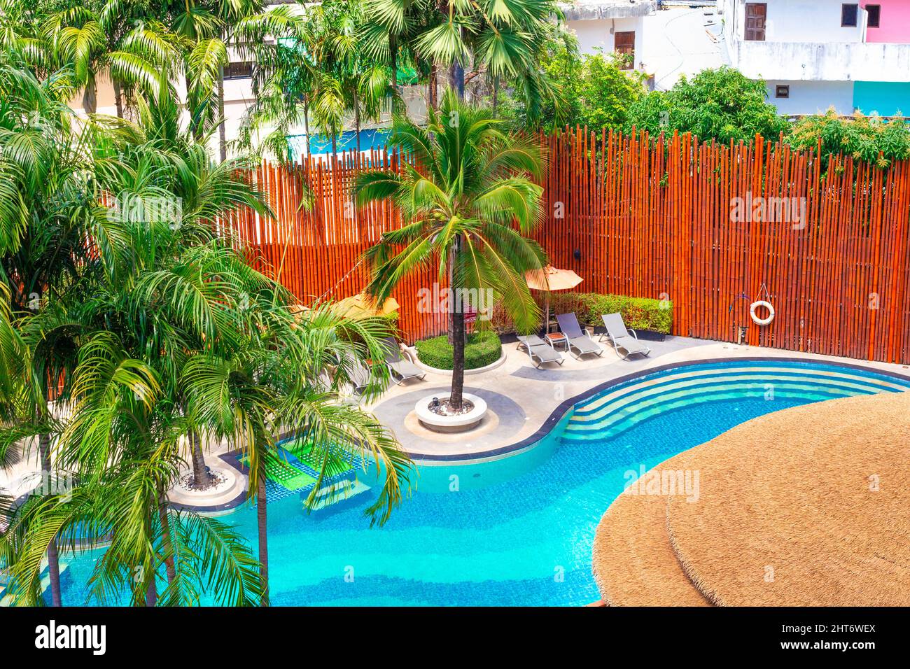 Beautiful swimming pool with palm trees hi-res stock photography and ...