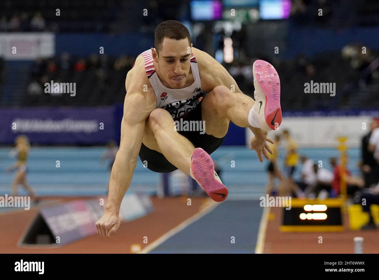 Samuel Khogali in the Men's Long Jump during day two of the UK ...