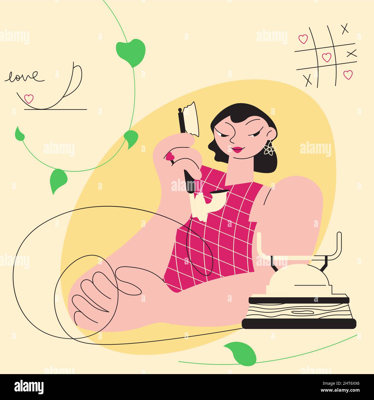 Stylish young woman phone Stock Vector Images - Alamy