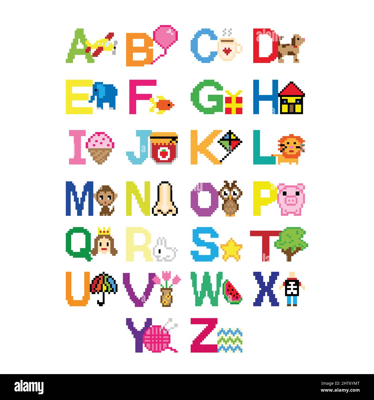 Alphabet pixel art hi-res stock photography and images - Alamy