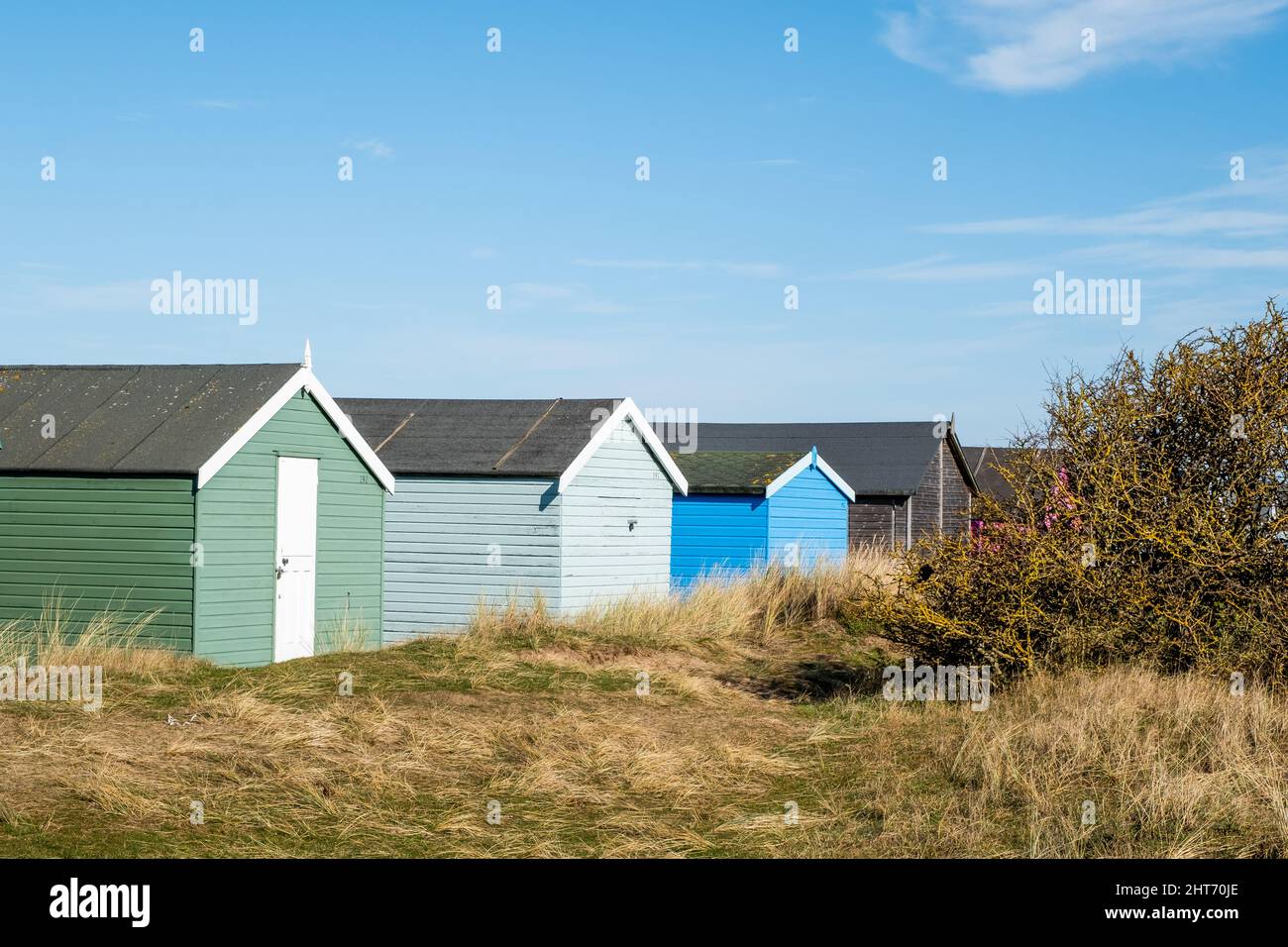 Hunstanton, Norfolk, UK - February 26 2021. Traditional wooden beach ...