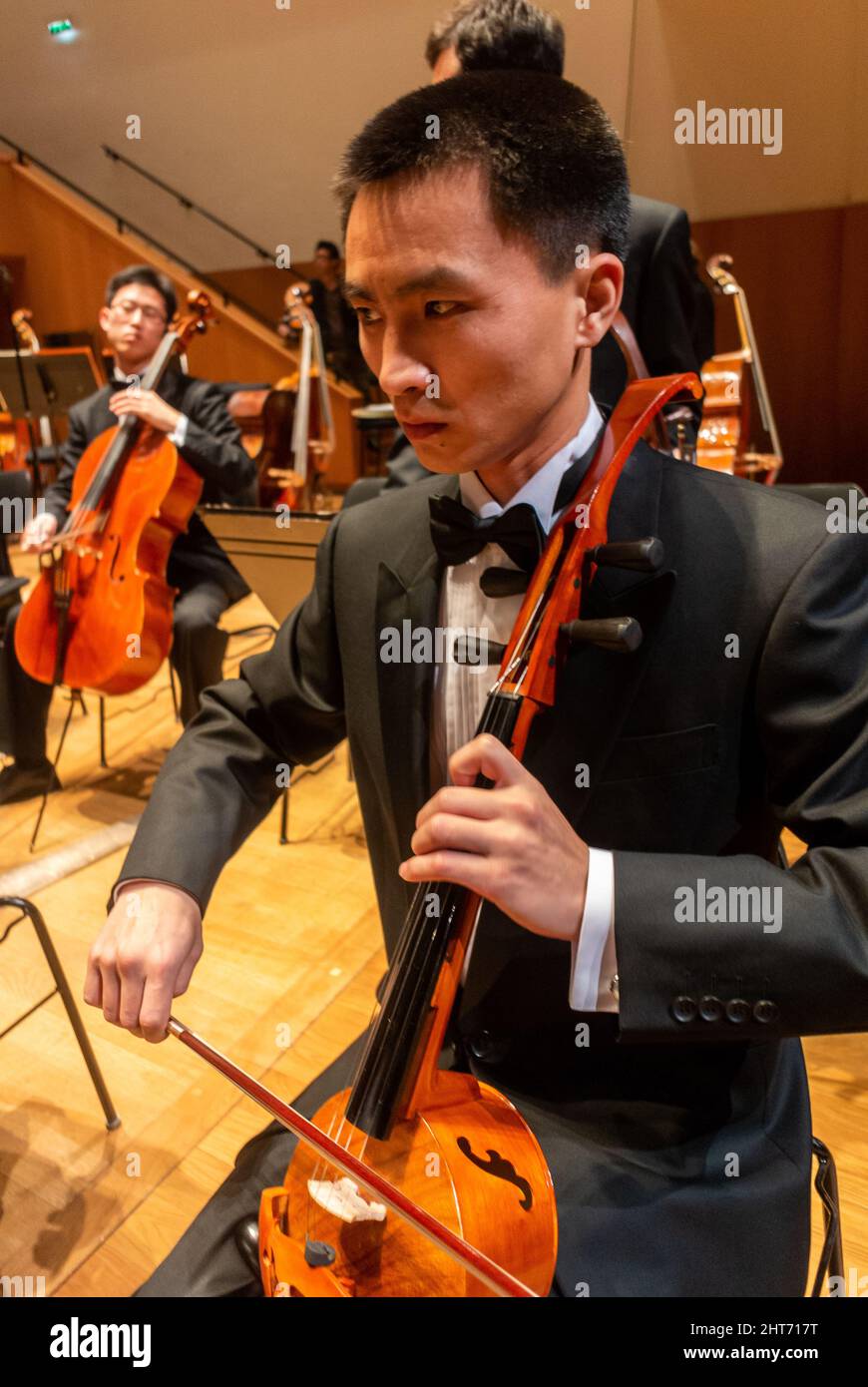Paris, France, Portrait, Asian Man in Tuxedo Performing Traditional ...