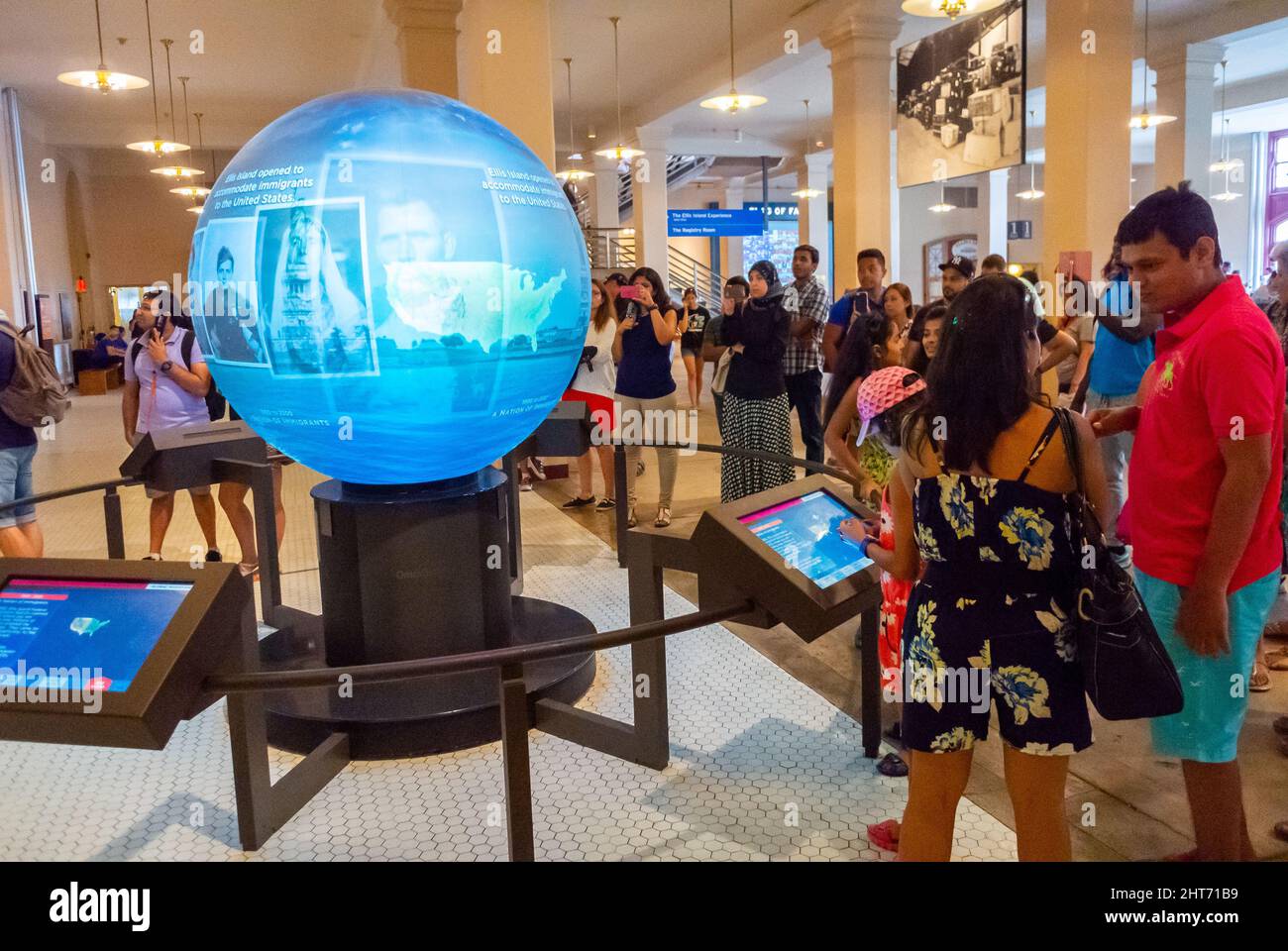 New York, NY, USA, Crowd Tourists Visiting inside American Immigration ...