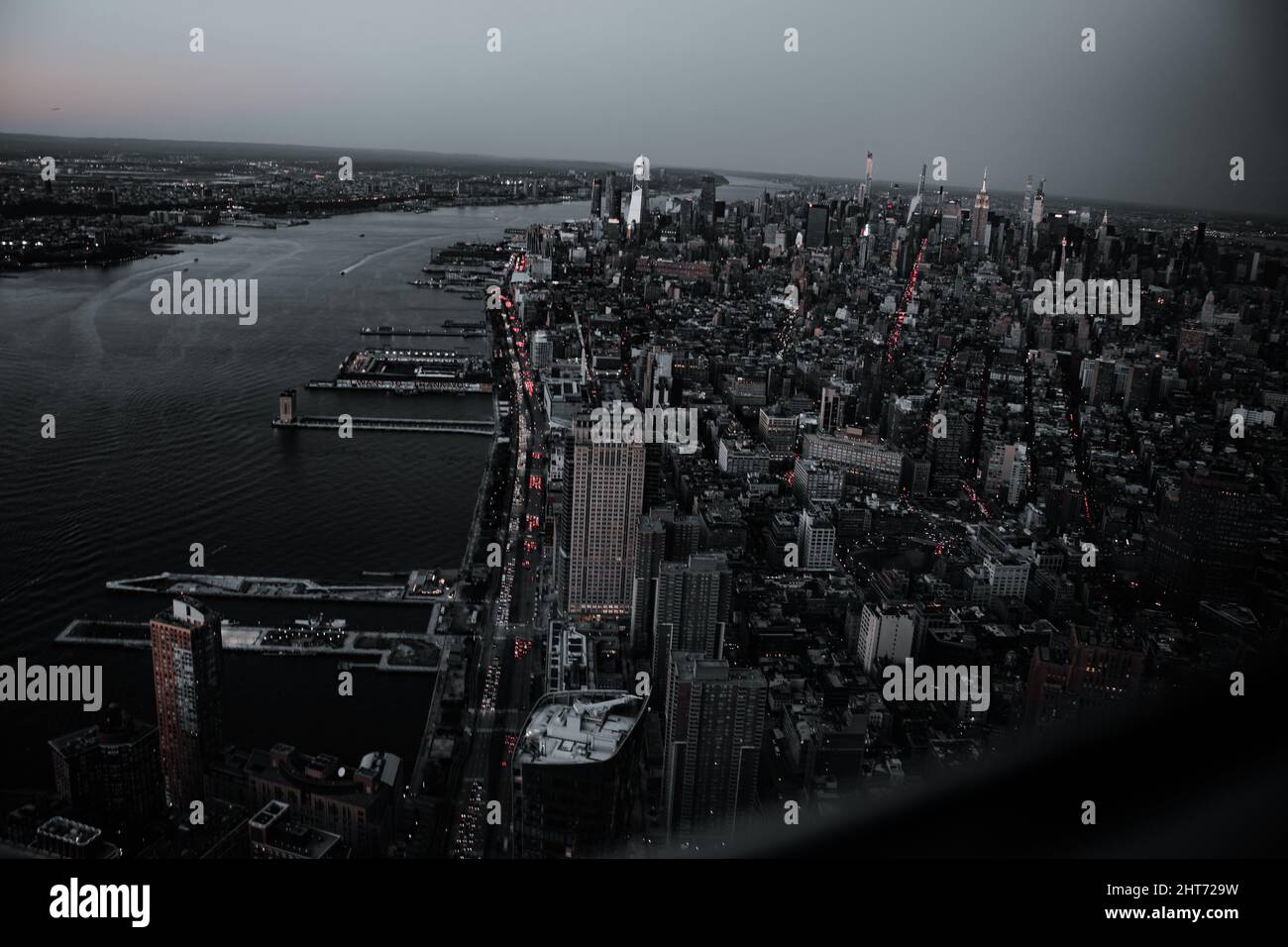 Aerial view of a city at night Stock Photo - Alamy